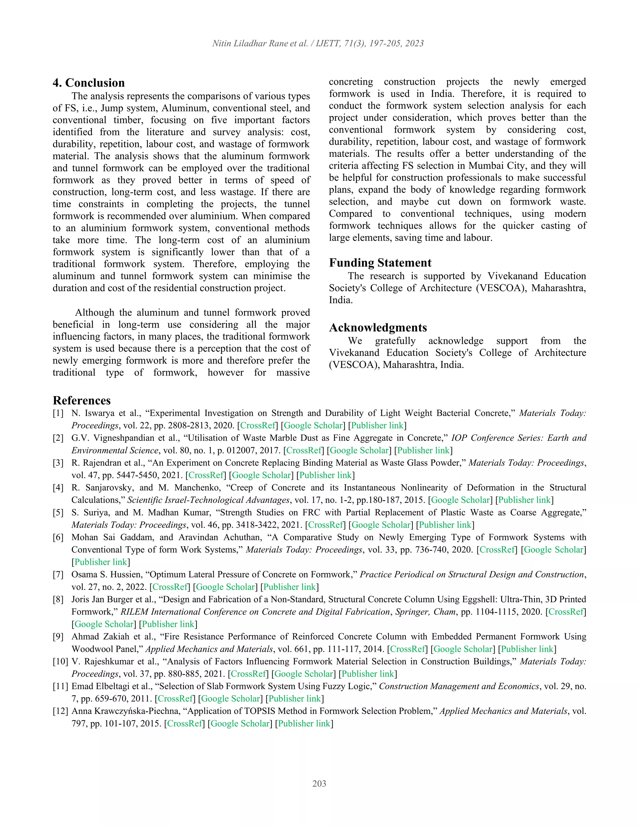 Evaluating the Selection Criteria of Formwork System (FS) for RCC ...