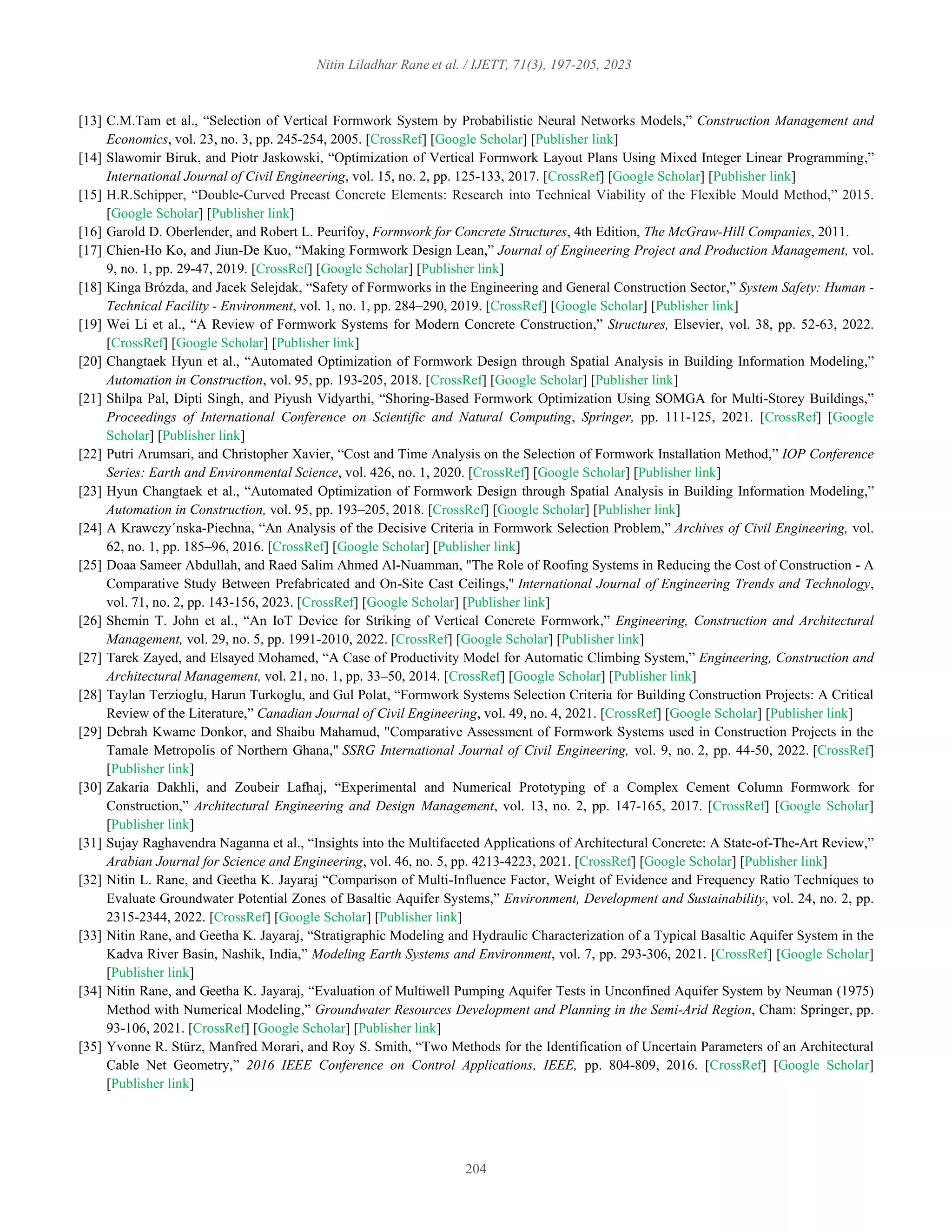 Evaluating the Selection Criteria of Formwork System (FS) for RCC ...
