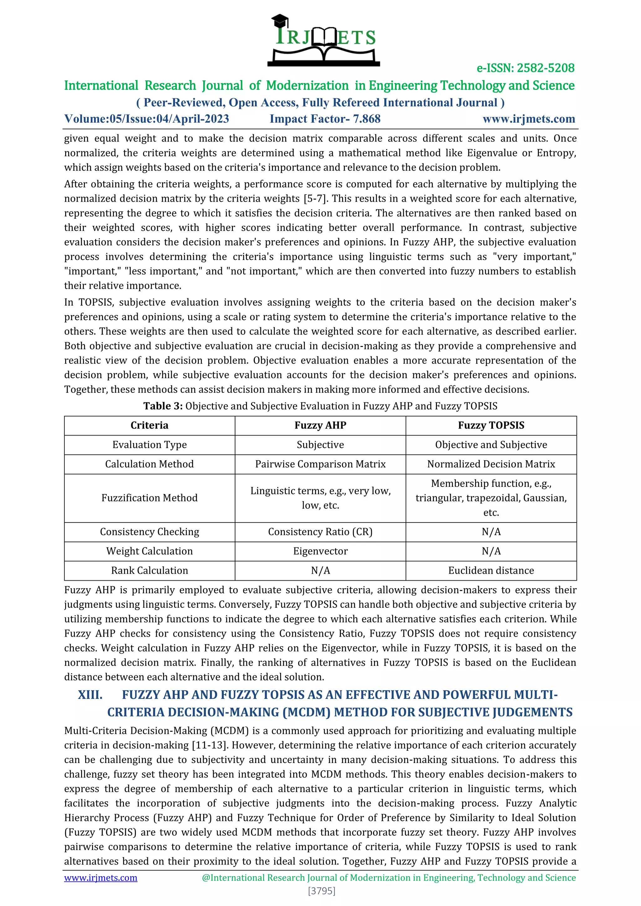 Fuzzy AHP and Fuzzy TOPSIS as an effective and powerful Multi-Criteria Decision-Making (MCDM ...