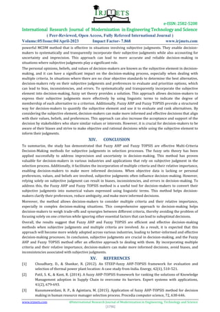 Fuzzy AHP and Fuzzy TOPSIS as an effective and powerful Multi-Criteria Decision-Making (MCDM ...