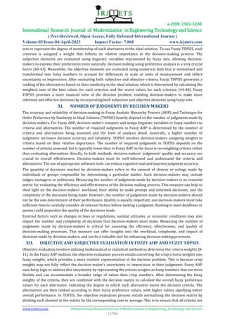 Fuzzy AHP and Fuzzy TOPSIS as an effective and powerful Multi-Criteria Decision-Making (MCDM ...