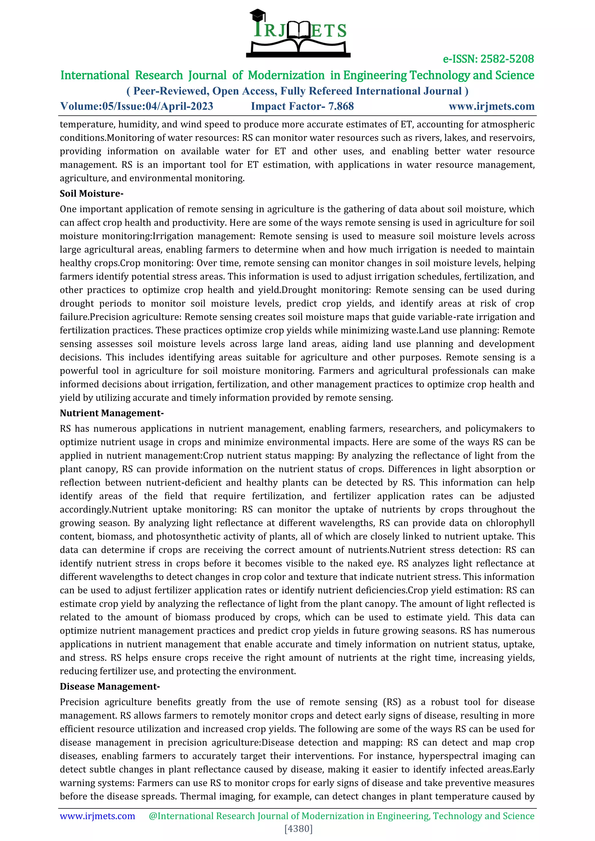 Remote Sensing (RS), UAV/drones, and Machine Learning (ML) as powerful ...