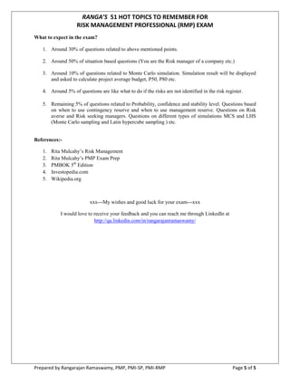 Ranga's 51 hot topics to remember for Risk Management Professional (RMP ...