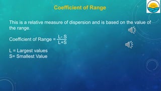 Range 1.1 and coeeficient of variance. | PPTX