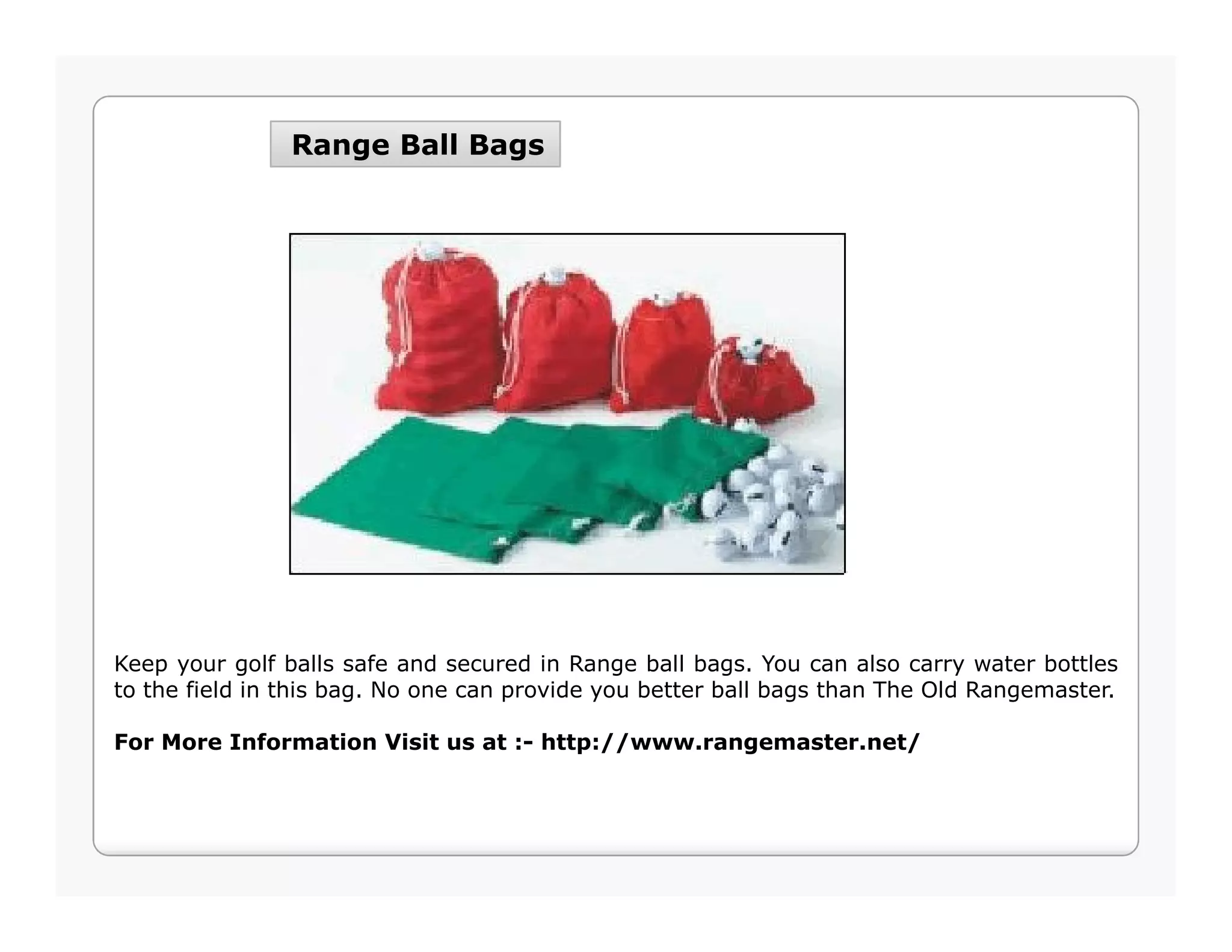 Range Ball Bags | PDF