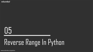 What is Range Function? | Range in Python Explained | Edureka | PDF