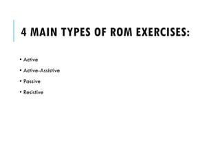 Range of Motion exercises physiotherapy therapeutic exercises .pptx