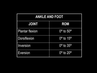 Range Of Motion Testing Charts
