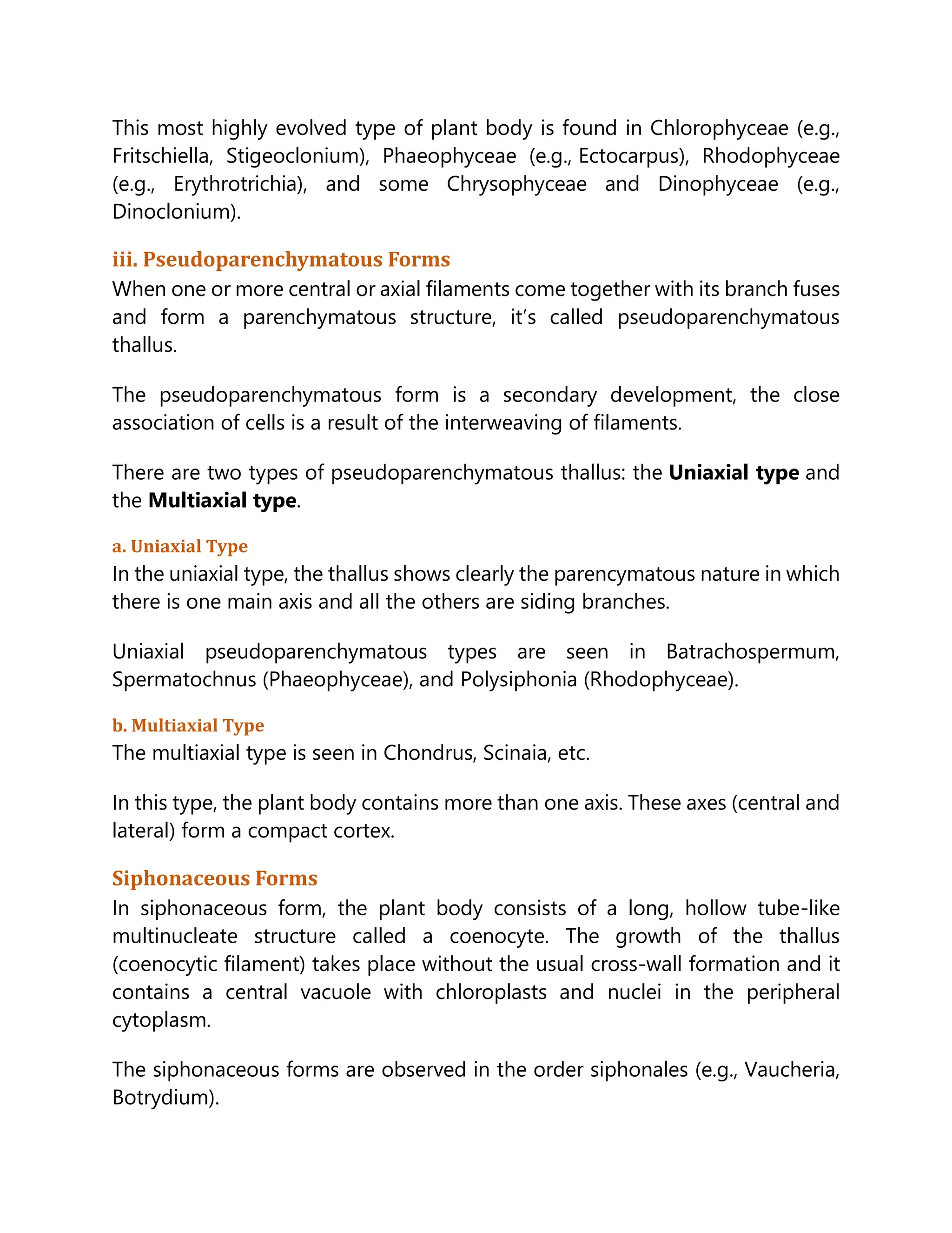 Range of Thallus Structure in Algae Full pdf | PDF