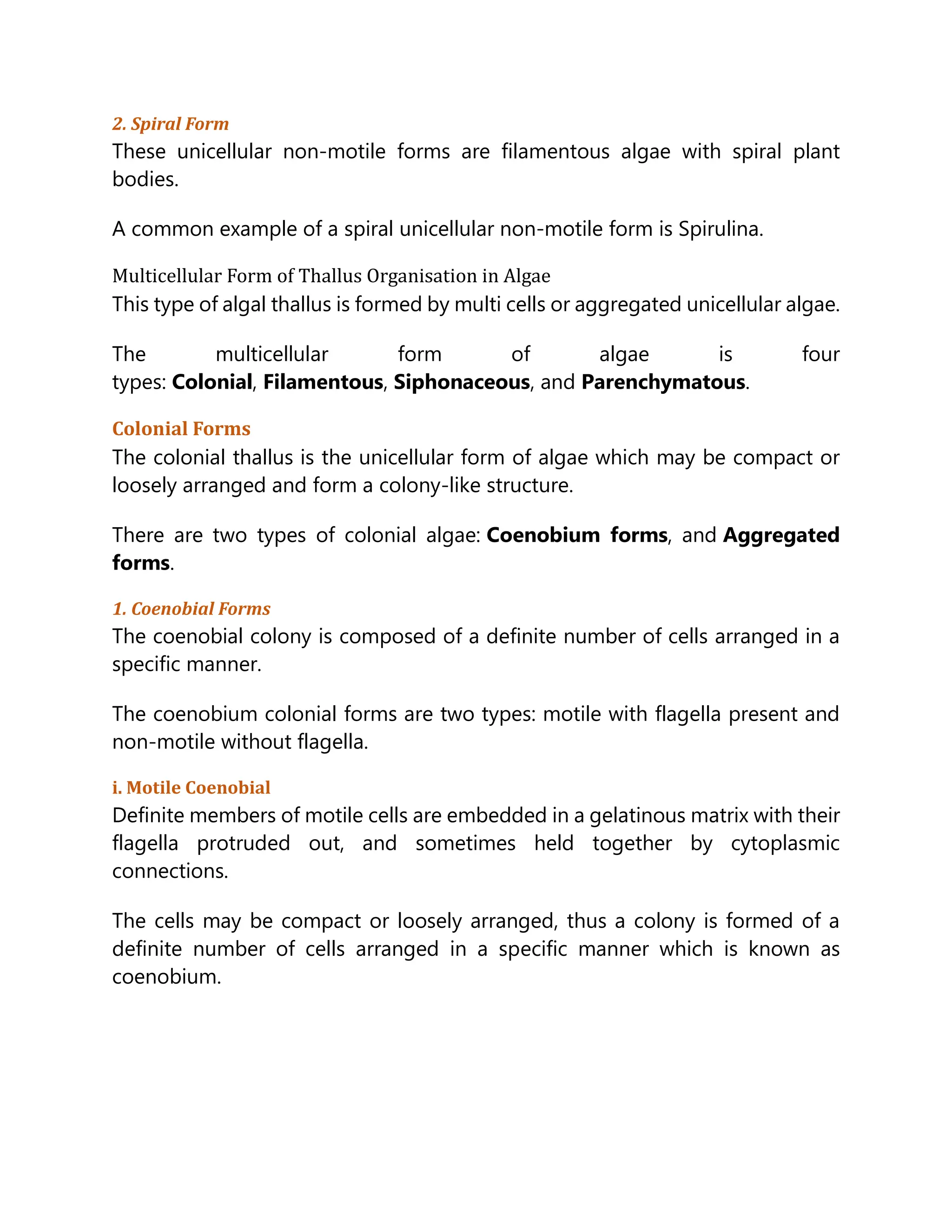 Range of Thallus Structure in Algae Full pdf | PDF