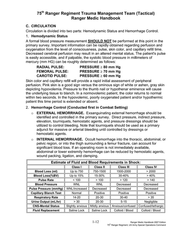 Ranger medical handbook | PDF | First Aid | Injuries