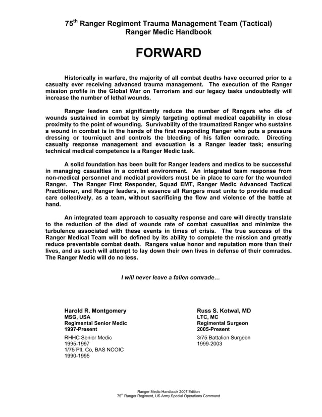 Ranger medical handbook | PDF | First Aid | Injuries