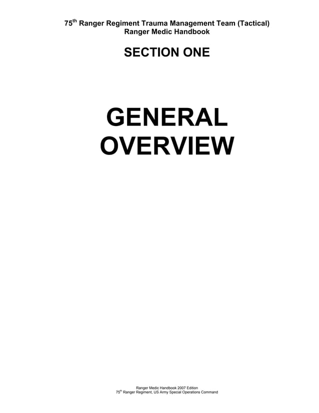 Ranger medical handbook | PDF | First Aid | Injuries