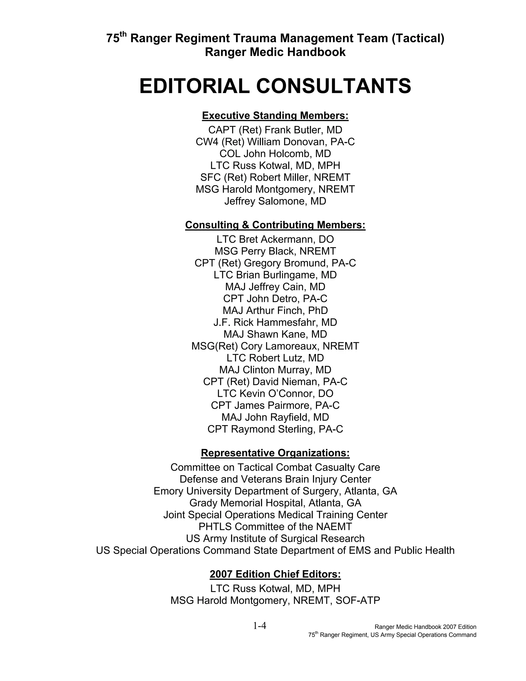 Ranger Medic Handbook 2007 - 75th Ranger Regiment Trauma Management ...