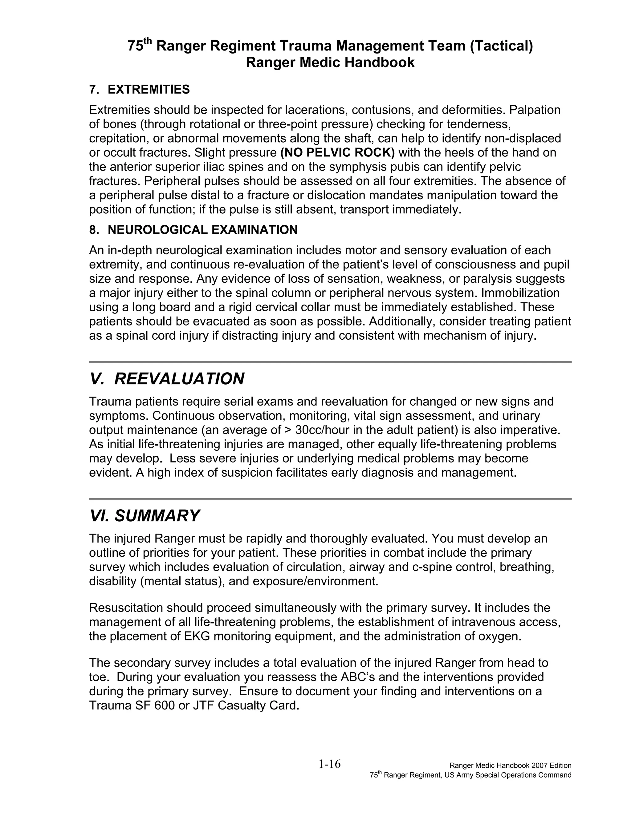 Ranger Medic Handbook 2007 - 75th Ranger Regiment Trauma Management ...