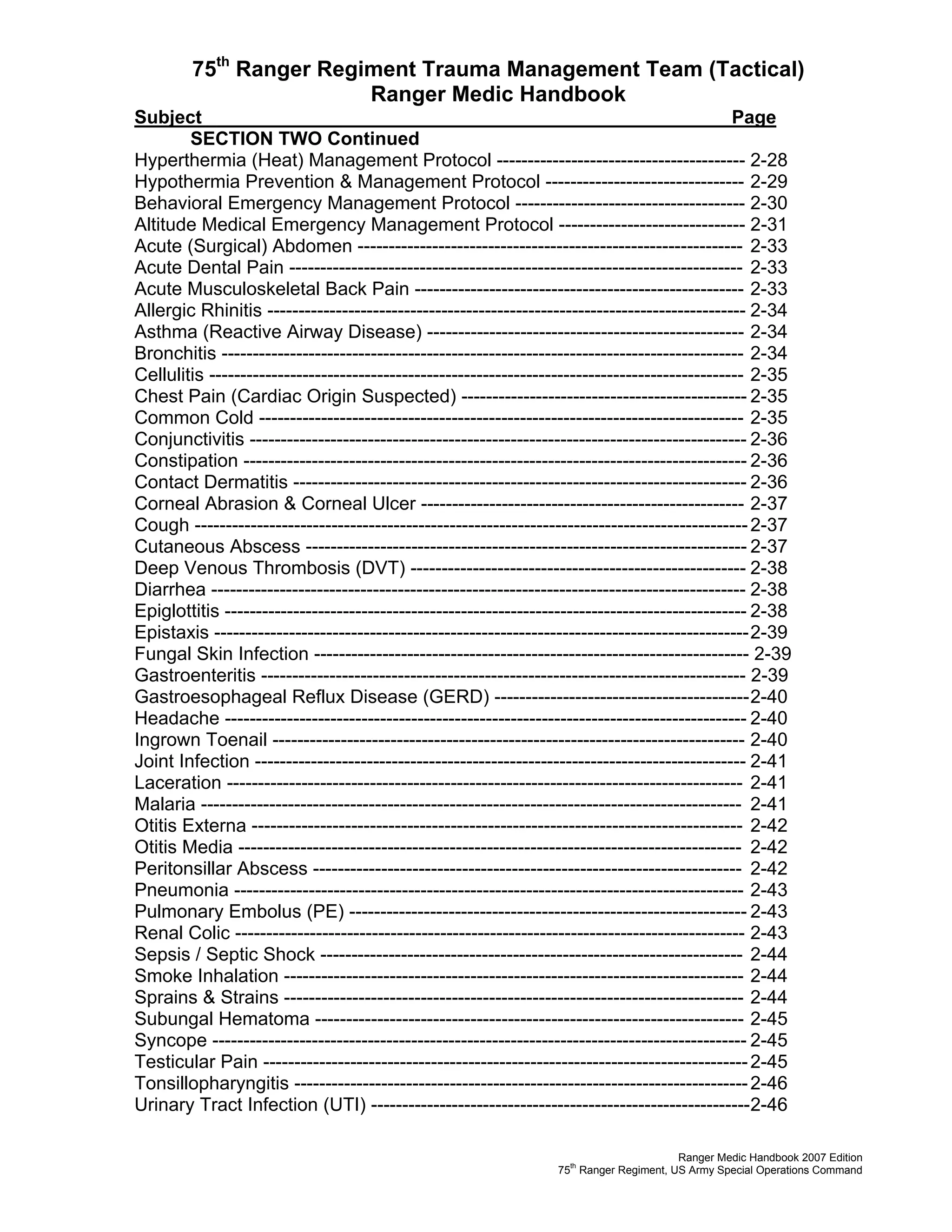 Ranger Medic Handbook 2007 - 75th Ranger Regiment Trauma Management ...