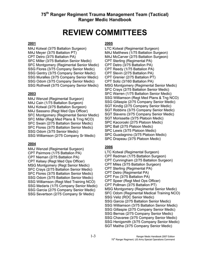 Ranger Medic Handbook 2007 - 75th Ranger Regiment Trauma Management ...