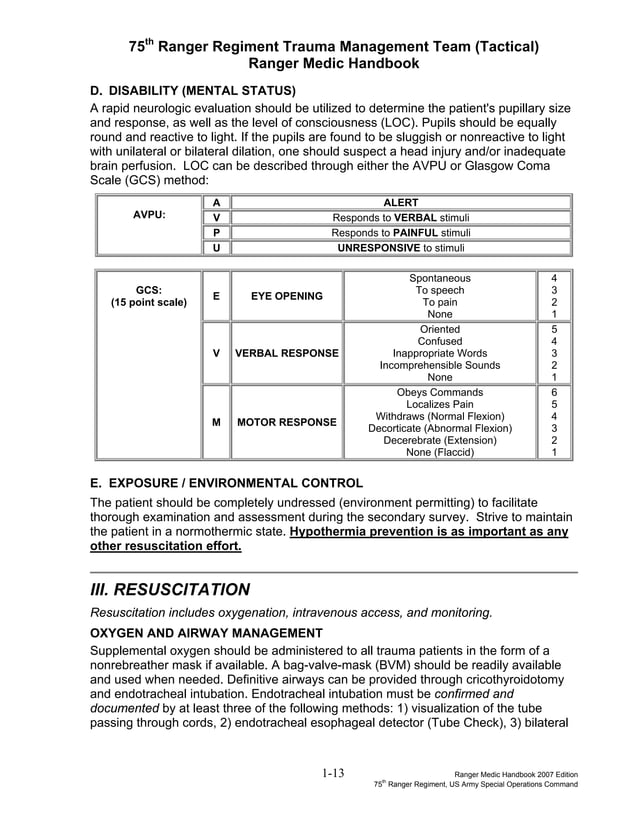 Ranger Medic Handbook 2007 - 75th Ranger Regiment Trauma Management ...