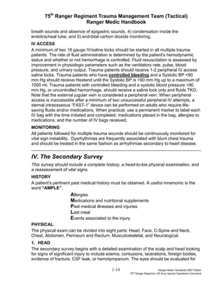 Ranger Medic Handbook 2007 - 75th Ranger Regiment Trauma Management ...