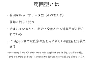 PostgreSQLの範囲型と排他制約 | PPT