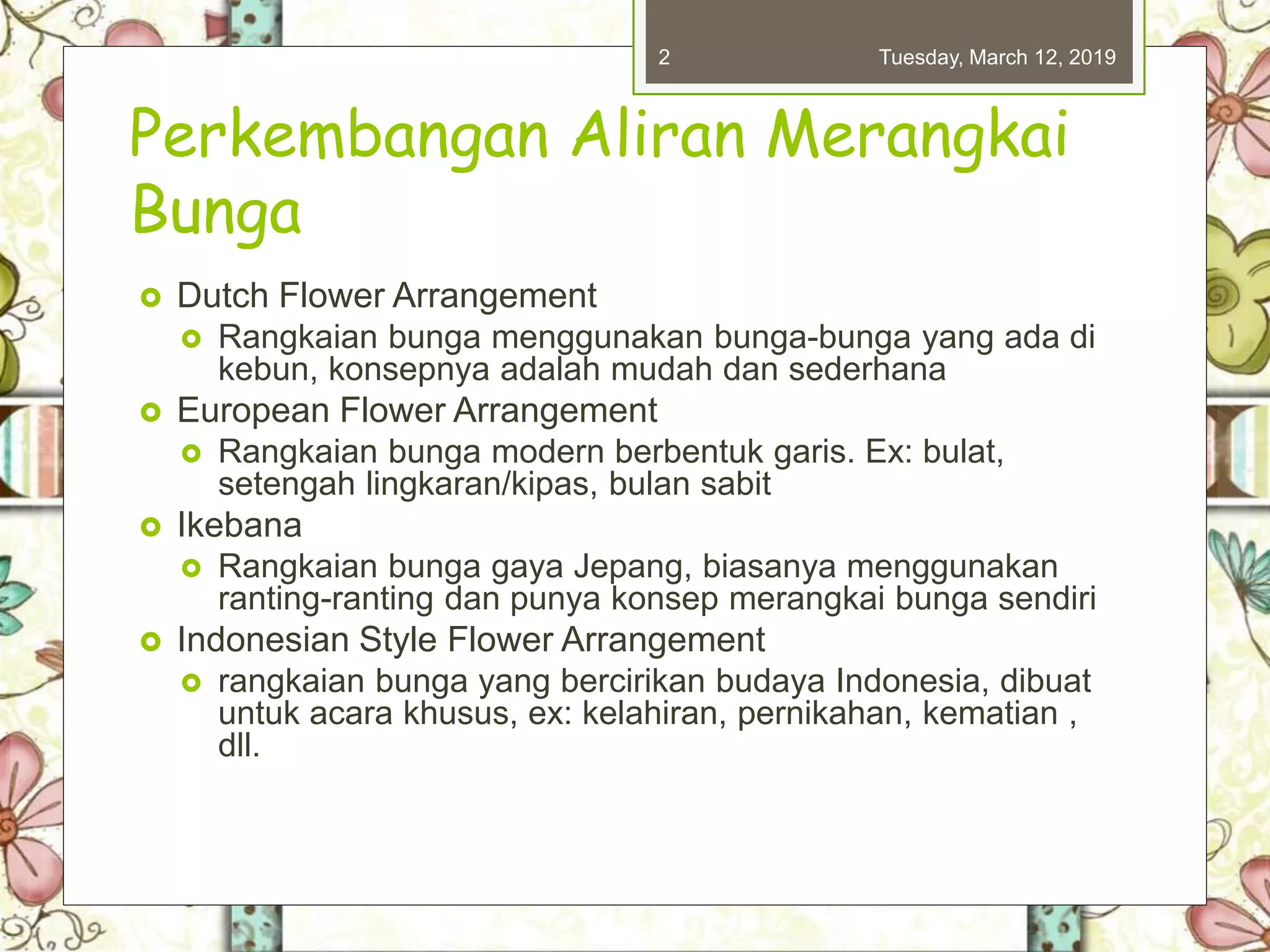 Merangkai bunga / flower arrangement | PPTX