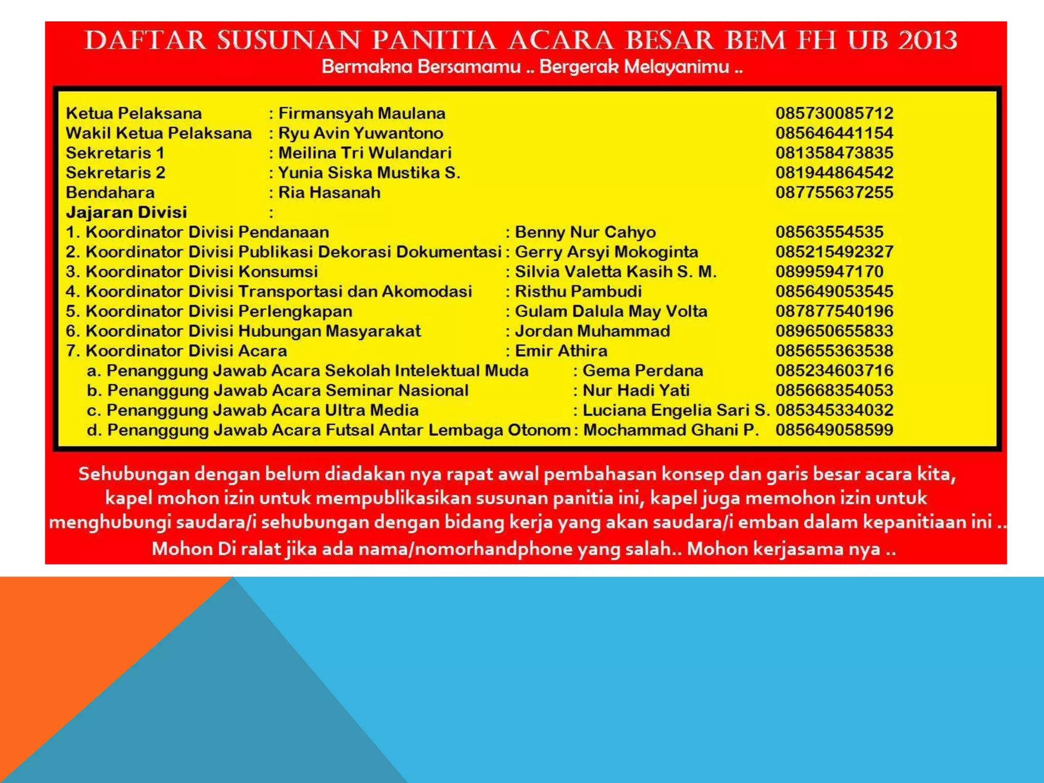Rangkaian inti acara bem fh ub | PPTX