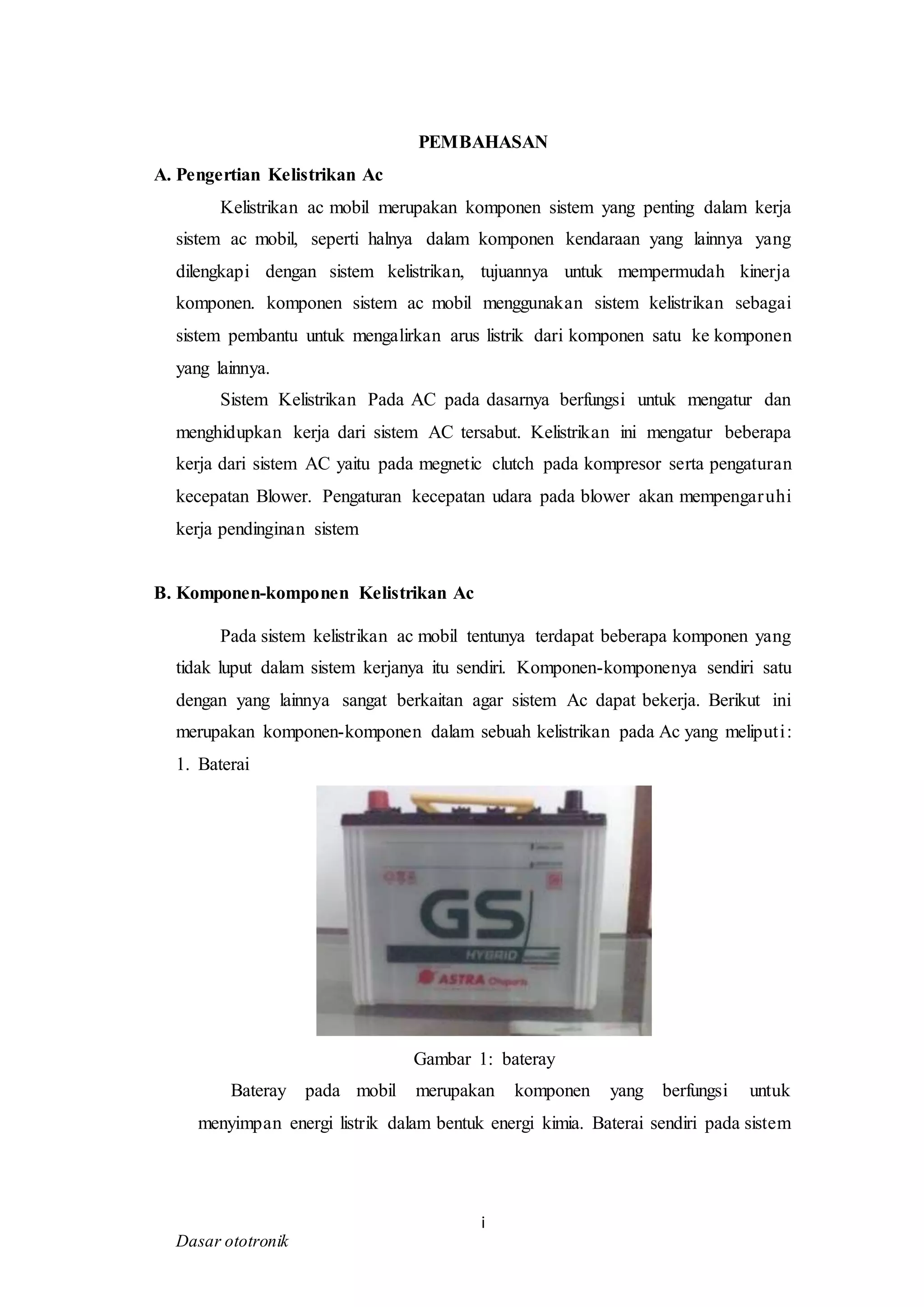 Rangkaian kelistrikan lengkap ac mobil | DOCX