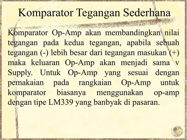 Rangkaian pembanding rangkaian komparator Comparator | PPTX