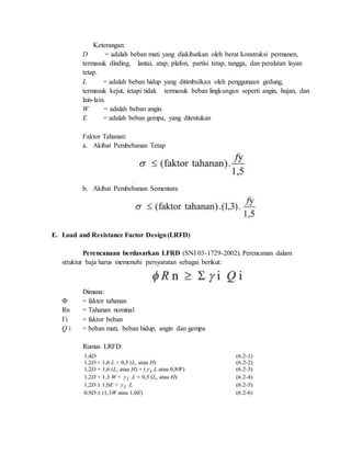 Rekayasa Struktur baja 2 (Beban pada baja) | DOCX