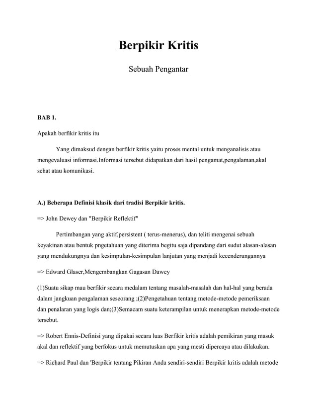 Rangkuman berpikir kritis | PDF