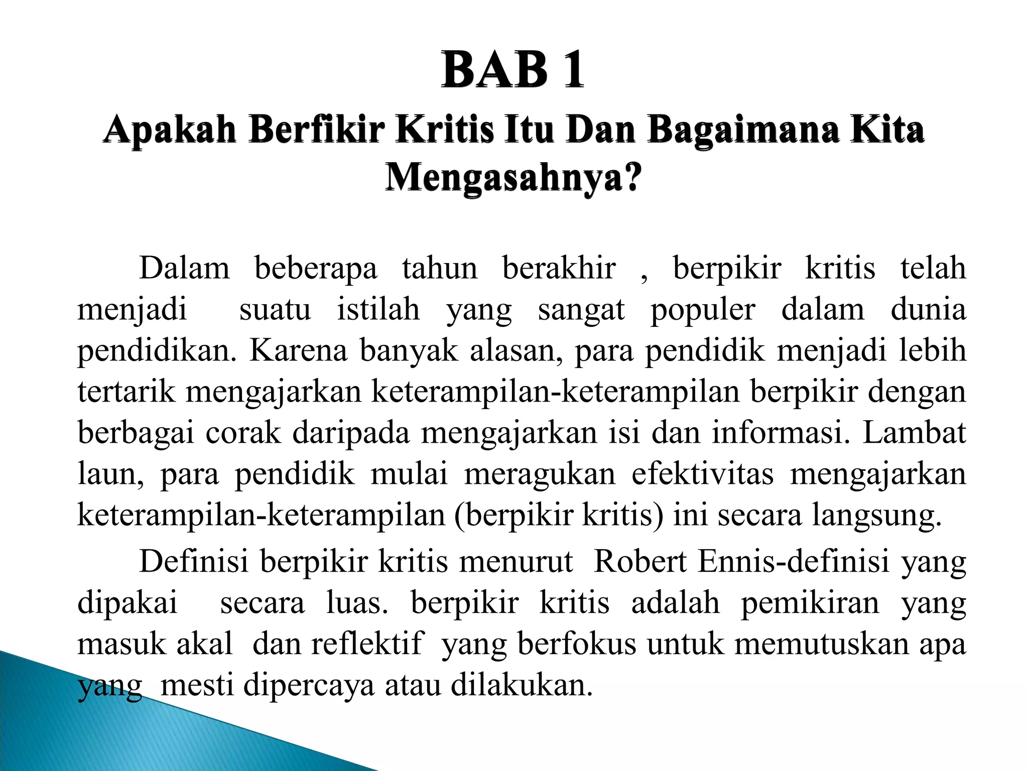 Rangkuman buku berpikir kritis | PDF