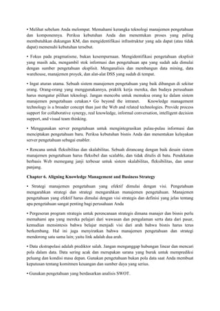 Rangkuman buku knowledge management by Amrit Tiwana | DOCX