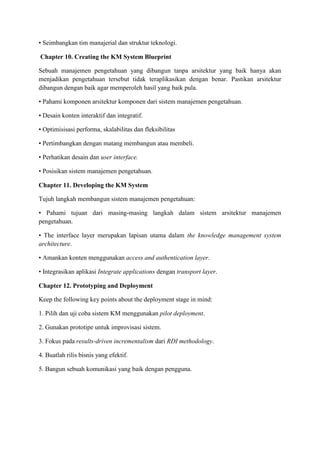 Rangkuman buku knowledge management by Amrit Tiwana | DOCX