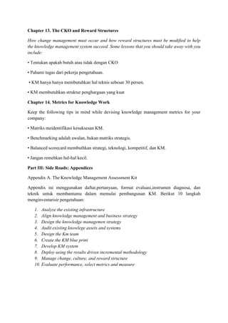 Rangkuman buku knowledge management by Amrit Tiwana | DOCX