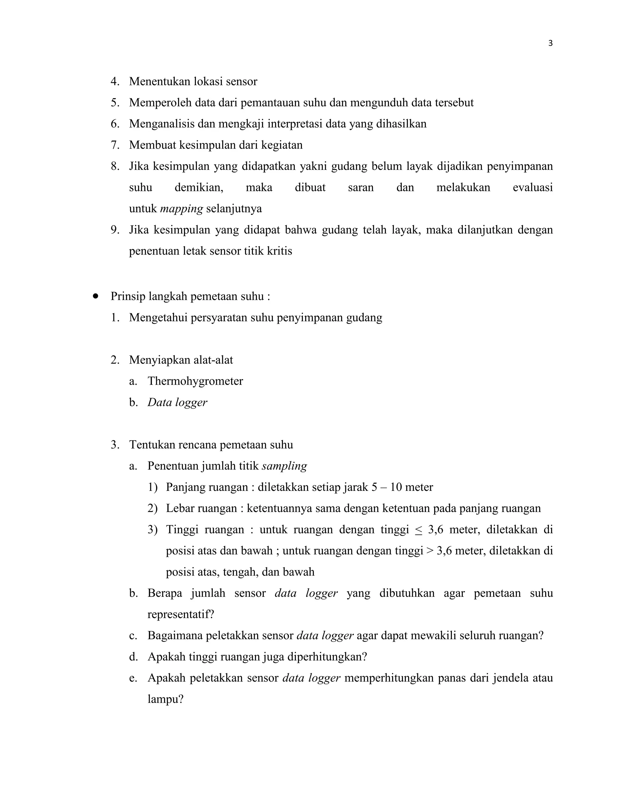 Rangkuman Farmasi Distribusi - Pemetaan Suhu di Gudang PBF | PDF