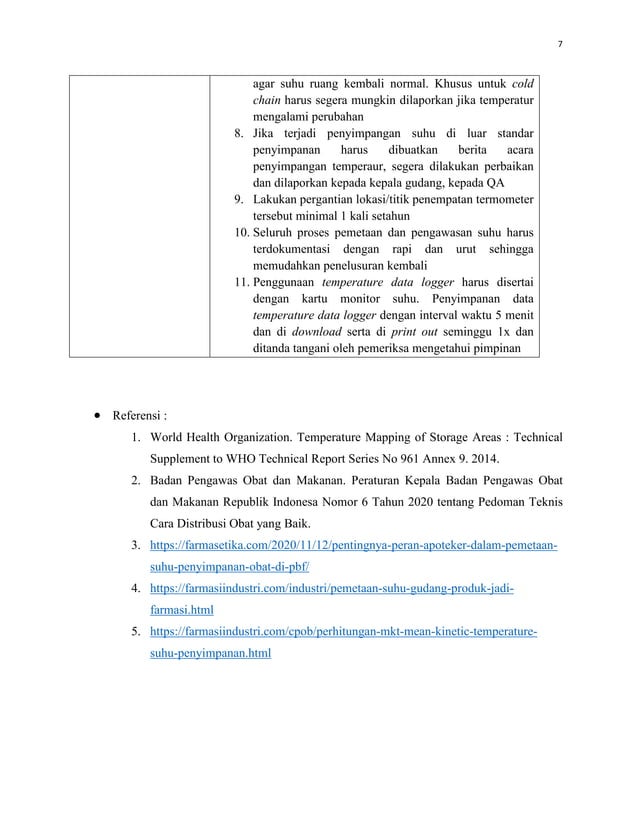 Rangkuman Farmasi Distribusi - Pemetaan Suhu di Gudang PBF | PDF