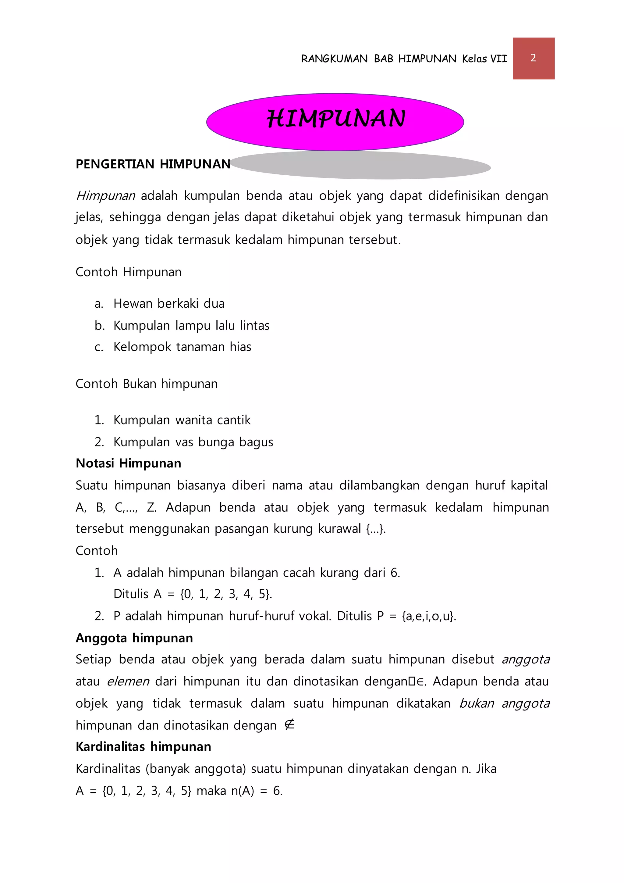 Rangkuman himpunan | DOCX