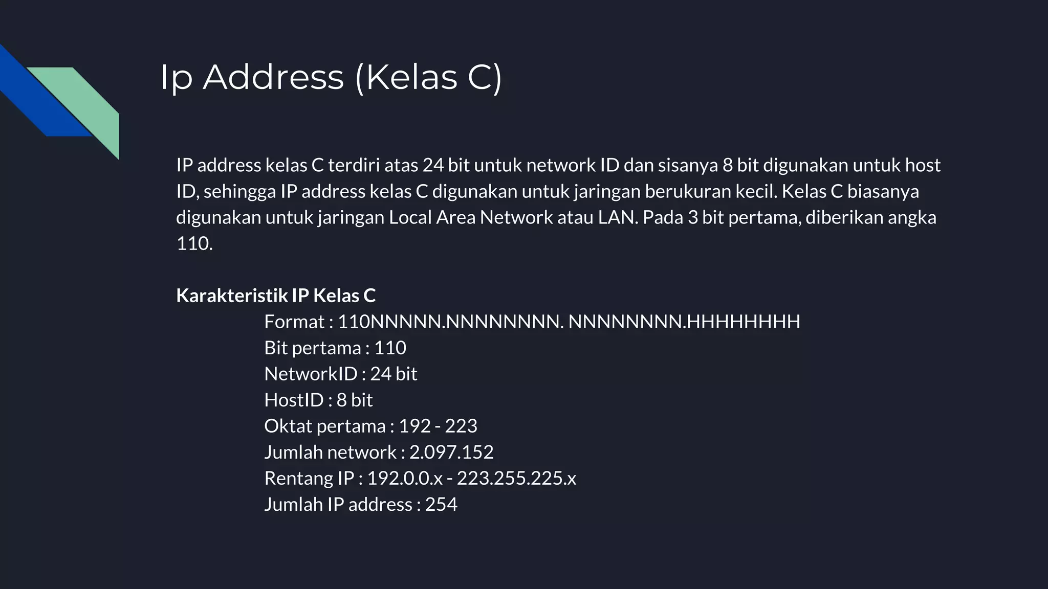 Rangkuman materi jaringan komputer ( Ip Address ) | PPTX