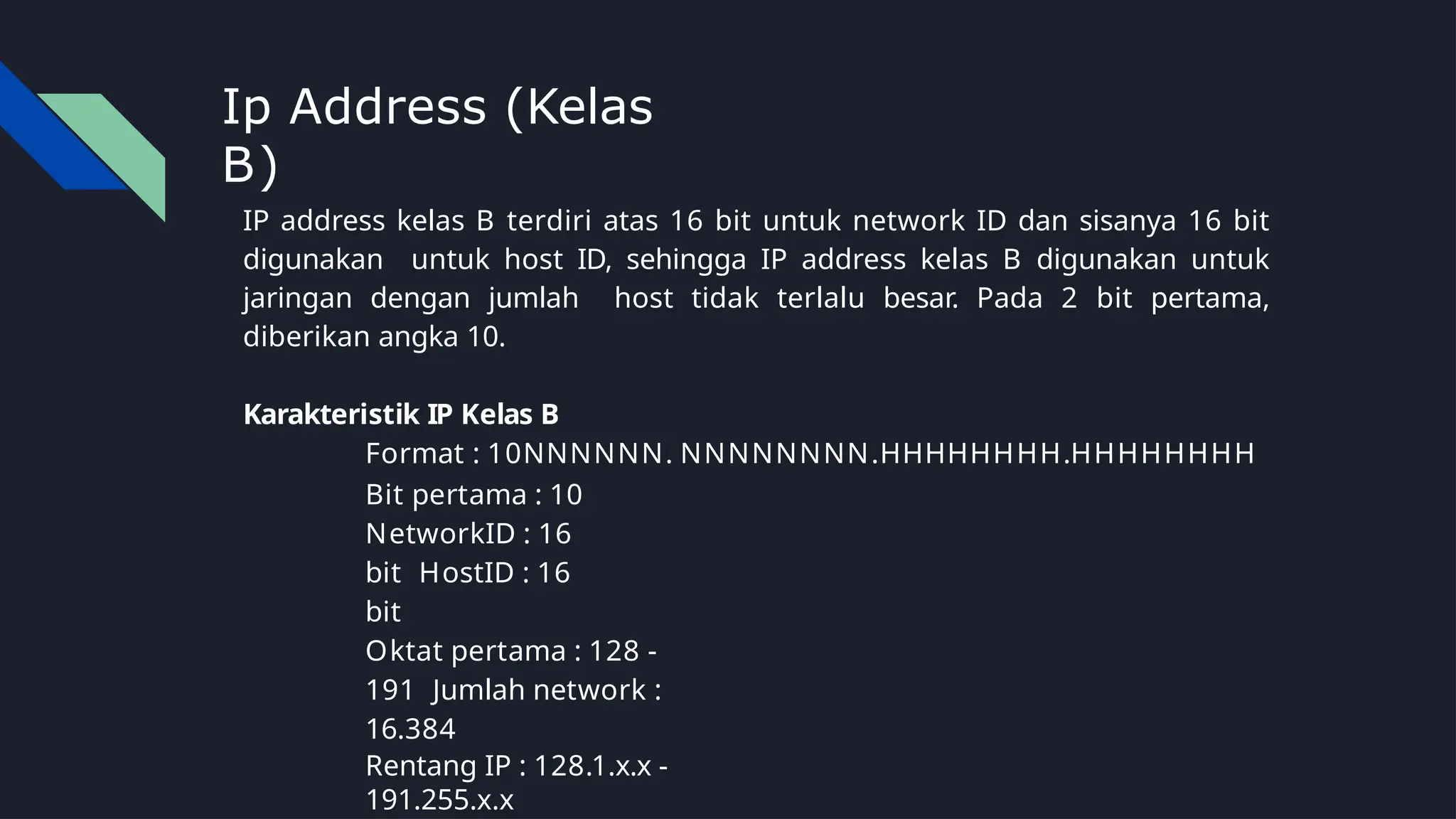 tentang ip adddress kelas a dan b serta kleas c | PPTX