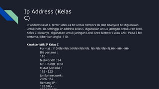 tentang ip adddress kelas a dan b serta kleas c | PPTX
