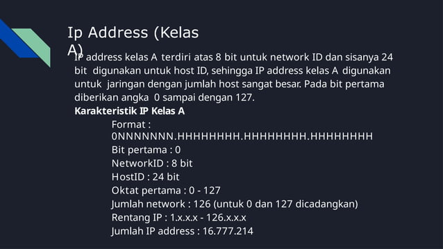 tentang ip adddress kelas a dan b serta kleas c | PPTX