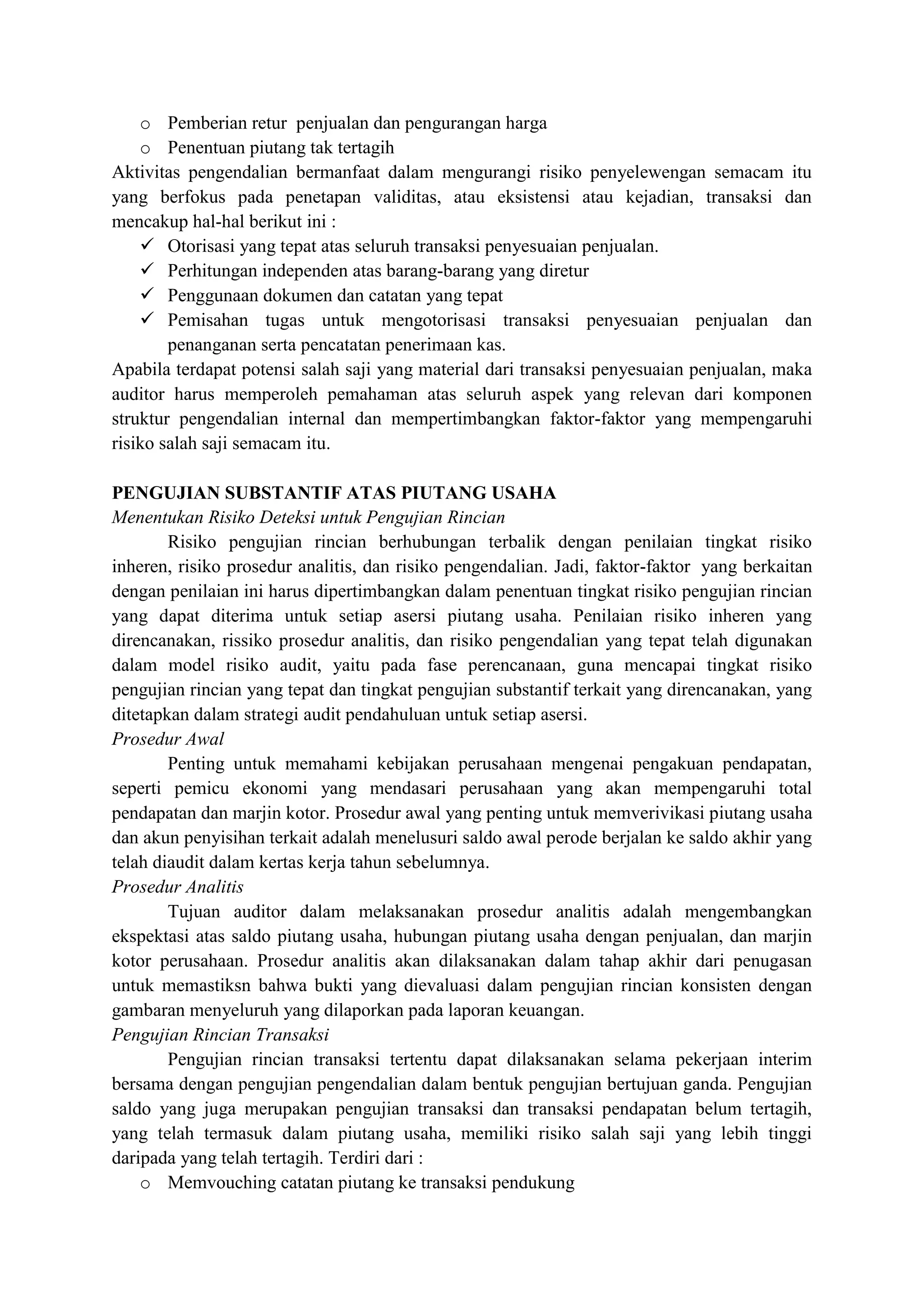 Rangkuman mata kuliah auditing i (audit siklus pendapatan i) jiantari kel. 4 | DOCX