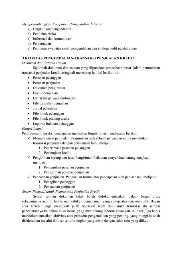 Rangkuman mata kuliah auditing i (audit siklus pendapatan i) jiantari kel. 4 | DOCX