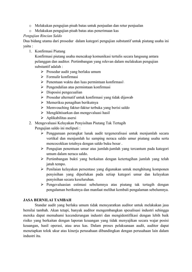 Rangkuman mata kuliah auditing i (audit siklus pendapatan i) jiantari kel. 4 | DOCX