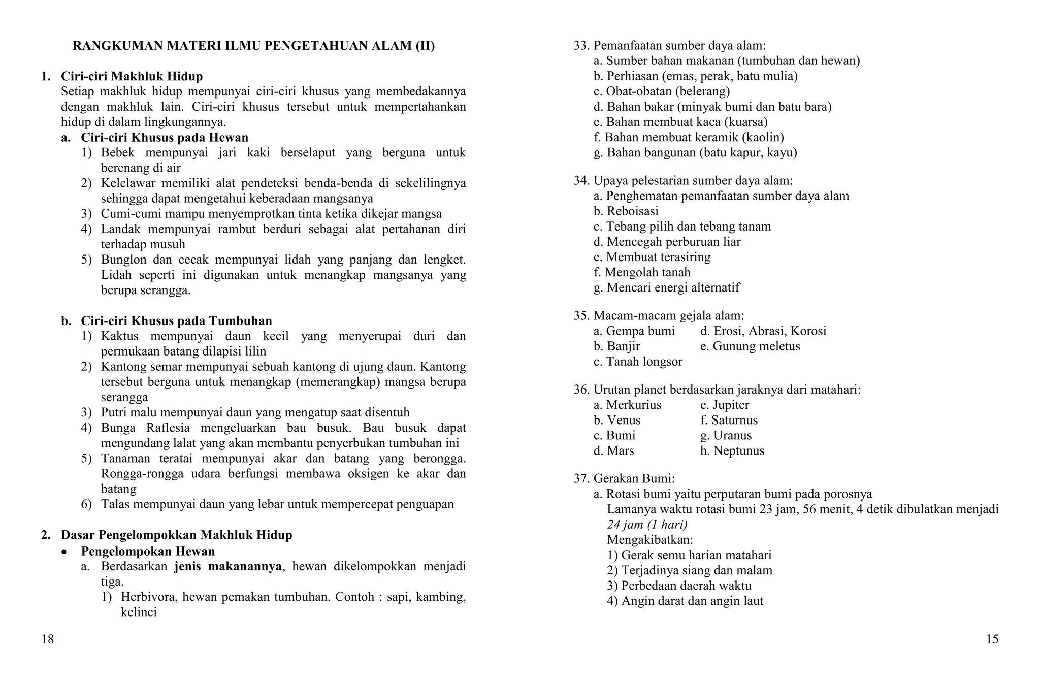 Rangkuman+materi+ipa+kelas+6+sd | PDF