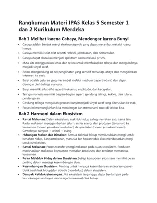 Rangkuman Materi IPAS Kelas 5 Semester 1 dan 2 Kurikulum Merdeka 2025.docx