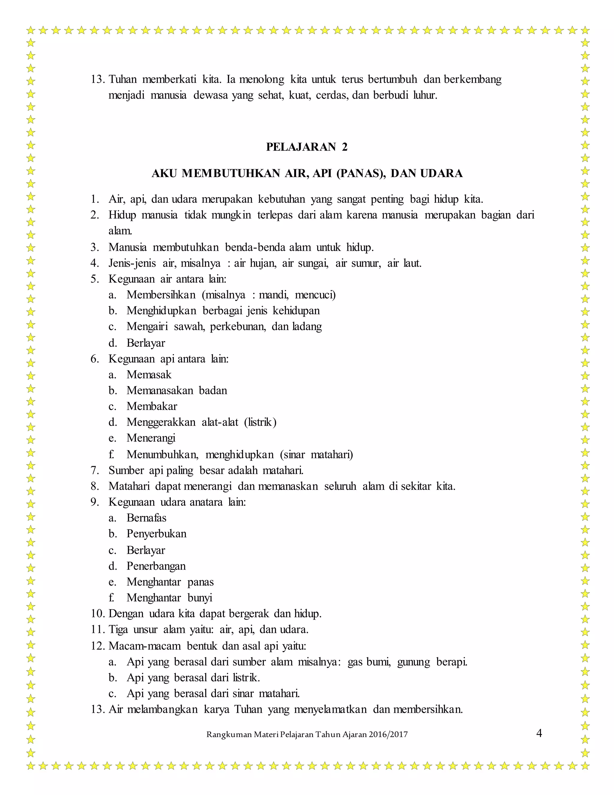 Rangkuman materi pelajaran kelas 3 | DOCX