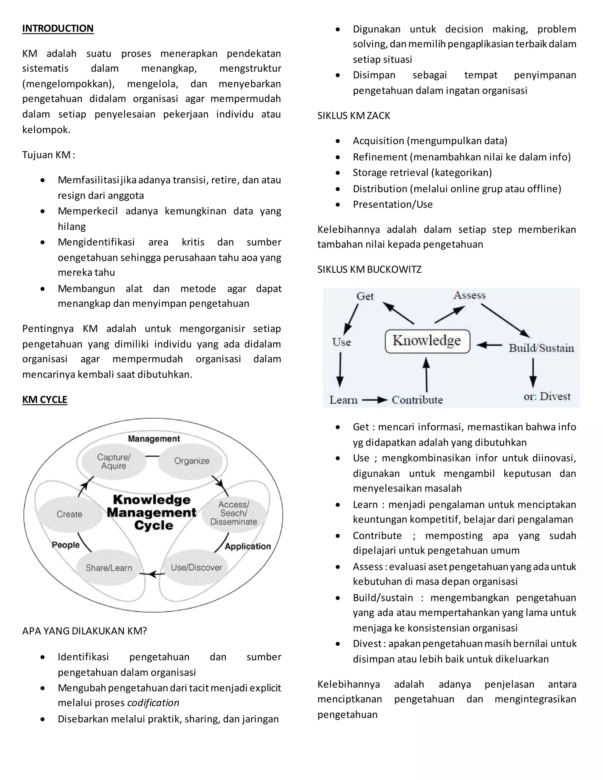 Rangkuman materi sebelum uts knowledge management | DOCX