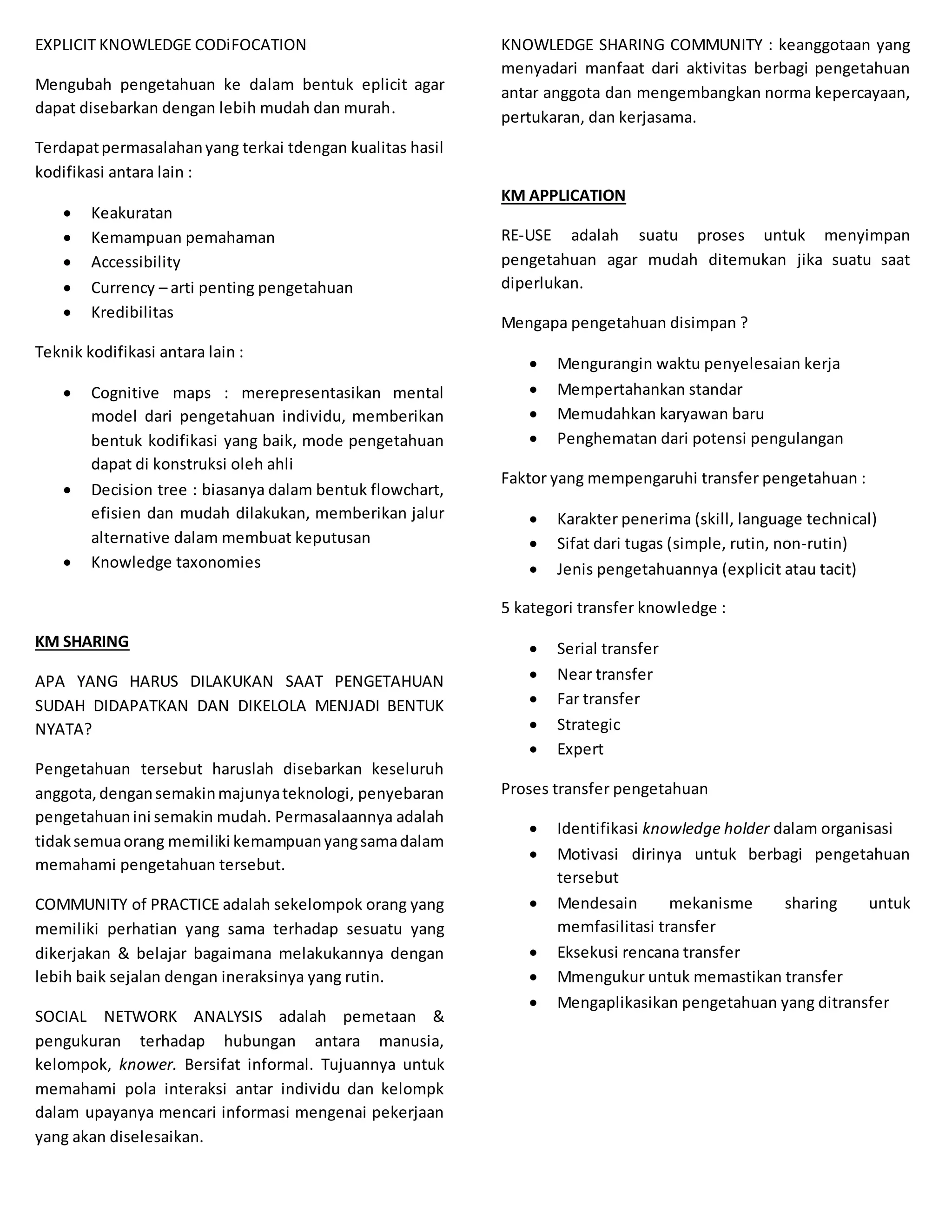 Rangkuman materi sebelum uts knowledge management | DOCX