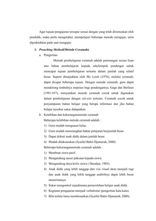Rangkuman metode pembelajaran | DOCX